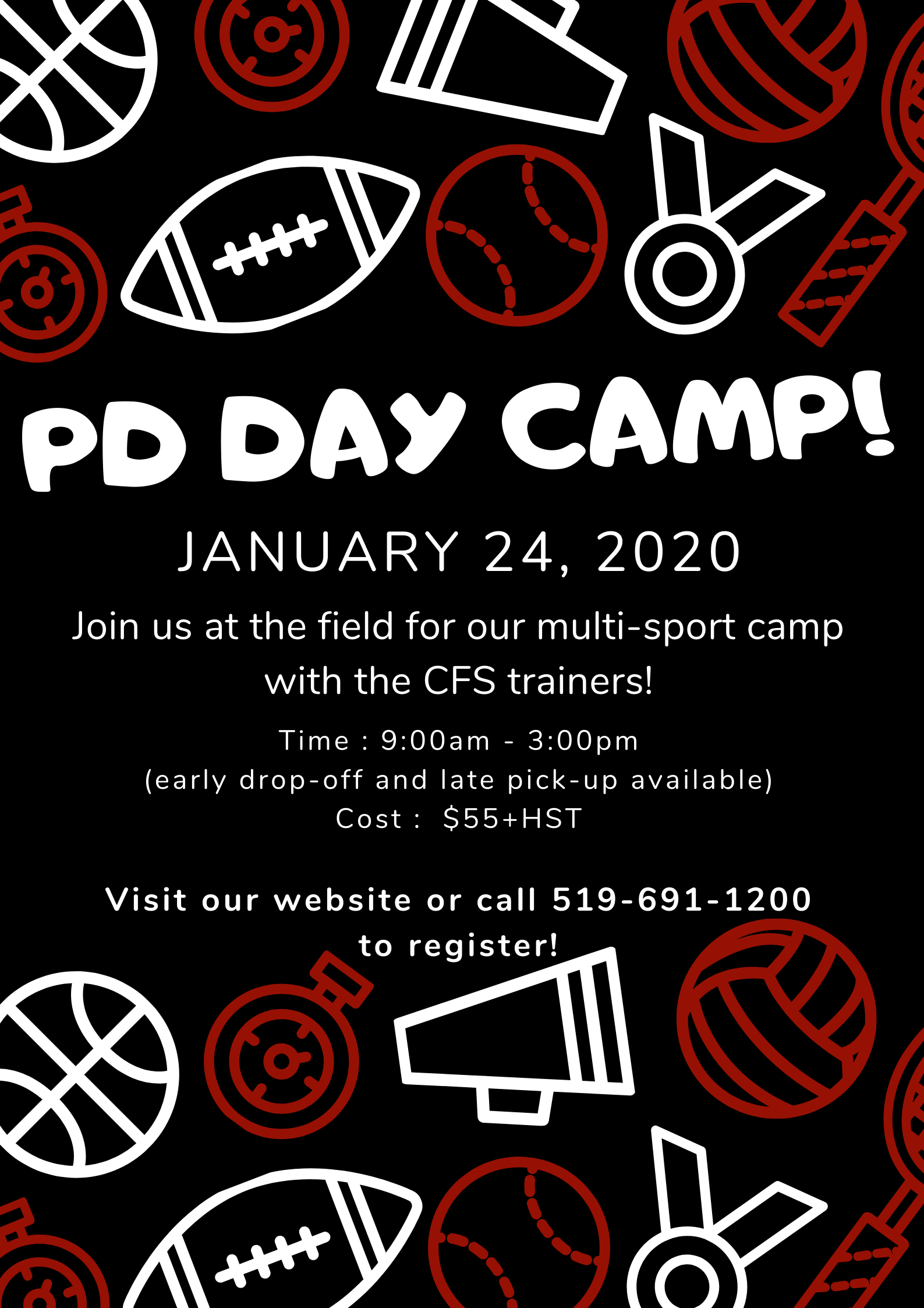 PD Day Camp Poster-3 - Centrefield Sports Indoor Sports Complex